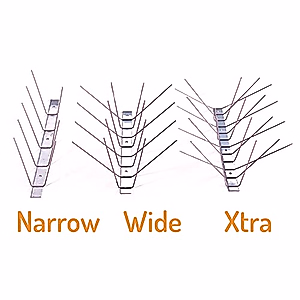 Bird Barrier Dura-Spike Stainless Steel Bird Spikes | Metal Pin Strips for Ledge, Roof, Pipe - Adhesive Included - Xtra Wide (8 in) 25 Ft. Length