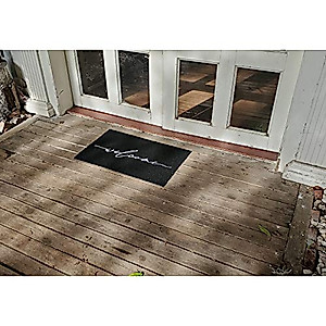 AAZZKANG Welcome Mat Door Mats Outdoor with Non Slip Rubber Backing Durable Front Door Mat Easy to Clean Indoor Doormat for Entrance,High Traffic Areas,Patio Black