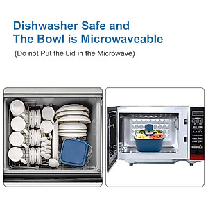 Freshmage Salad Lunch Containers To Go, 52 oz Bowls with 3 Compartments, Dressings Container for Toppings, Men, Women (Blue+Blue)