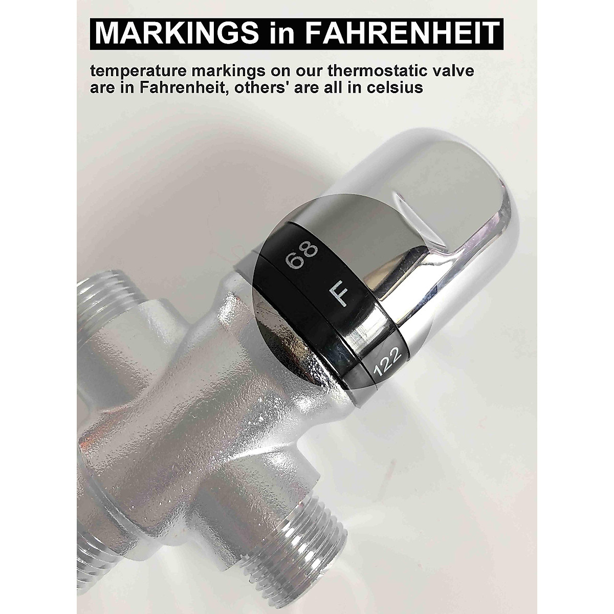 Atmama Three-way Thermostatic Mixing Valve,1/2NPT Connections,Solid Brass