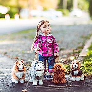 THE QUEEN'S TREASURES 18 Inch Doll Pets, Beagle Puppy Dog Pet Friend with Leash and Collar, Compatible for Use with American Girl Dolls