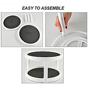 HOME-X Two-Tier Lazy Susan, Nonskid Turntable, Rotating Organizer for Pantry, Kitchen Counter, or Table, 9 ¾" D x 6" H, White