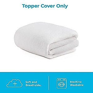 Linenspa 2 Inch Mattress Topper -Cover Twin –Cover Only –Machine Washable – Breathable – Non Slip –Cover for Mattress Topper with Zipper – Topper -Cover Only