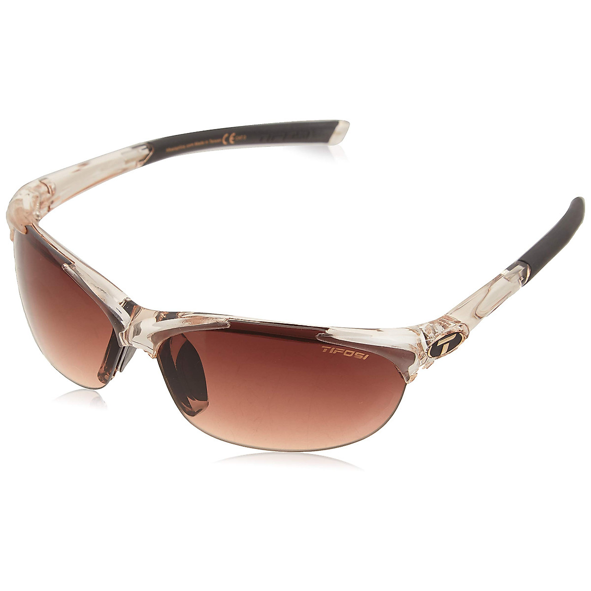 Tifosi Womens Wisp T-I905 Dual lens Sunglasses,Crystal Brown Frame/Brown Gradient, Ac Red, and Clear Lens,One Size