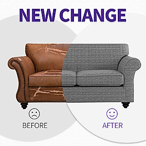 ZNSAYOTX 2 Piece Chair Covers for Living Room with Arms Anti Slip Stretch Arm Chair Slipcovers Sofa Armchair Slipcover Machine Washable Furniture Protector (Black and White, Chair)