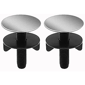 Kitchen Sink Hole Covers Brushed Stainless Steel,Faucet Hole Cover Hole Plug Black, 2Pcs Sink Caps for Top Holes (1.2 to 1.6 Inch in Diameter) (Long threaded shank)