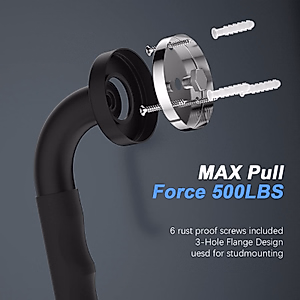 2 Pack 16 Inch Anti-Slip Shower Grab Bars w/Rubber Grip, iMomwee Stainless Steel Bathroom Wall Mount Matte Black Grab Bar Handle, Safety Balance Handrail, Handicap Elderly Senior Assist Bath Handle