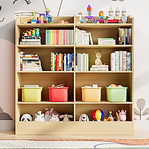 Cozy Castle 5 Tier Bookshelf, 10 Cube Toy Storage Organizer, Toddler Bookcase Storage Cabinet for Playroom, Bedroom, Kids Room, Reading Nook, Nursery