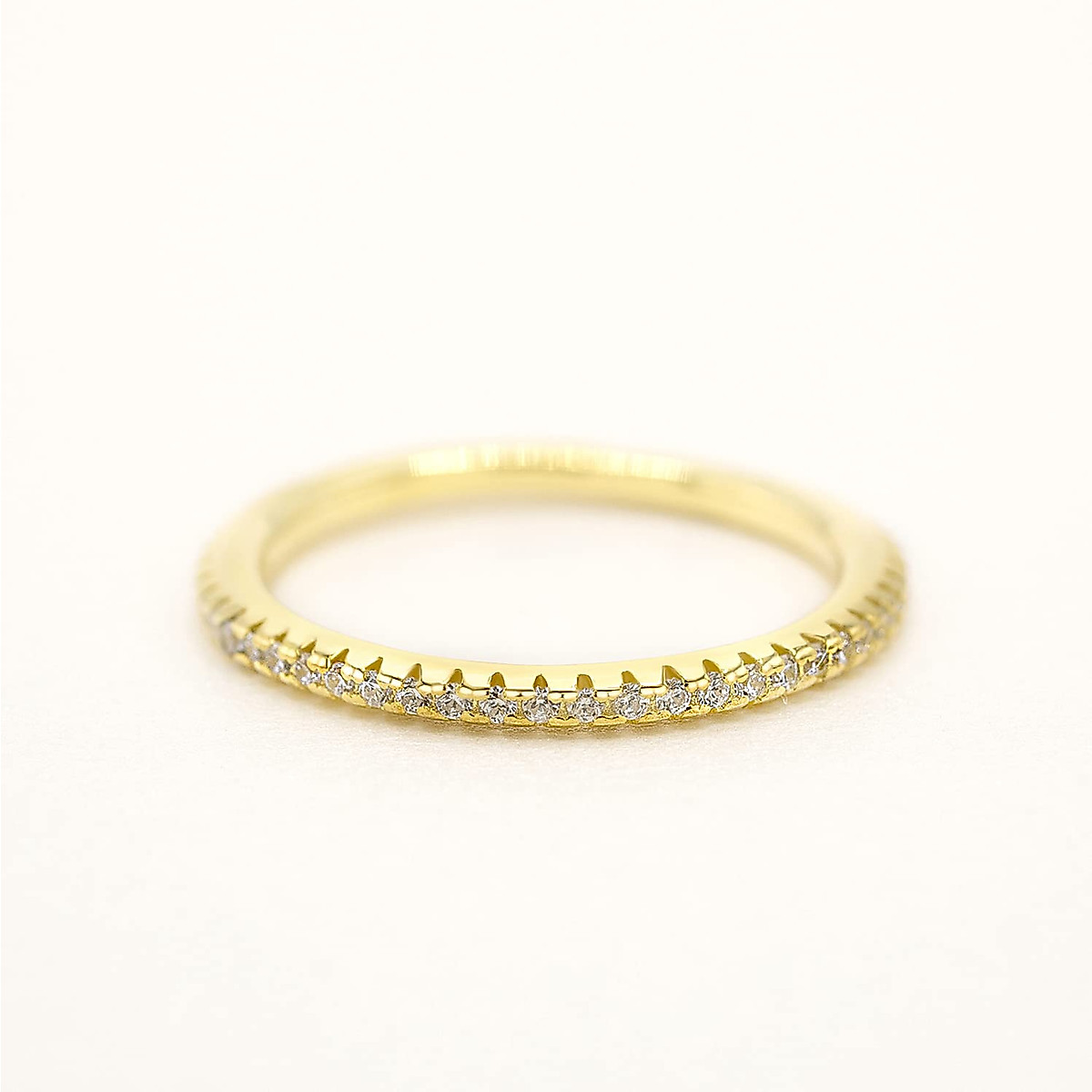 LAVISHE Rhodium Plated 925 Sterling Silver Ring Cubic Zirconia Stackable Wedding Bands Rings for Women 1pc Size 7