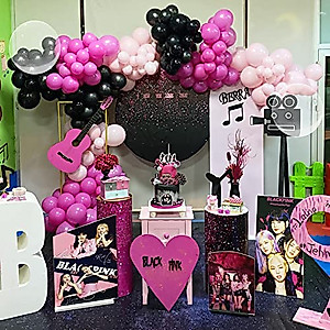 INFLORAL Black and Hot Pink Balloons Garland Arch Kit, 160 PCS Rose Red Black Pink Balloons Set, Latex Balloons Birthday Balloons for Party Decoration