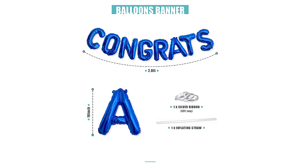 Gold Congrats Balloon Banner - Perfect for Graduation Parties