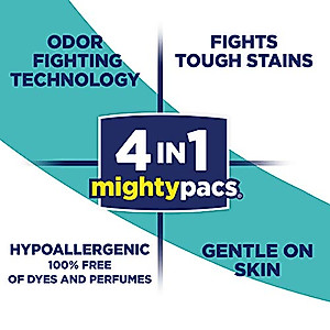 All Mighty Pacs Laundry Detergent, Free Clear Odor Relief, Tub, 56 Count (Pack of 2), 112 Total Loads