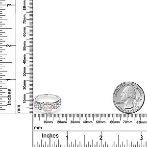 Gem Stone King 925 Sterling Silver Heart Shape Rose Quartz and White Moissanite Ring For Women (0.90 Cttw, Gemstone Birthstone, Available In Size 5, 6, 7, 8, 9)