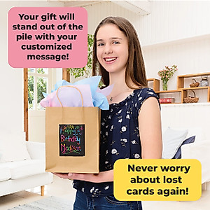 PURPLE LADYBUG 7 Brown Fathers Day Gift Bags Medium Size with Handles - Personalized Teacher Appreciation Gift Bags and Tissue Paper Set - Sight Smell Touch Taste Sound Gift Bags, Thank You Gift Bags