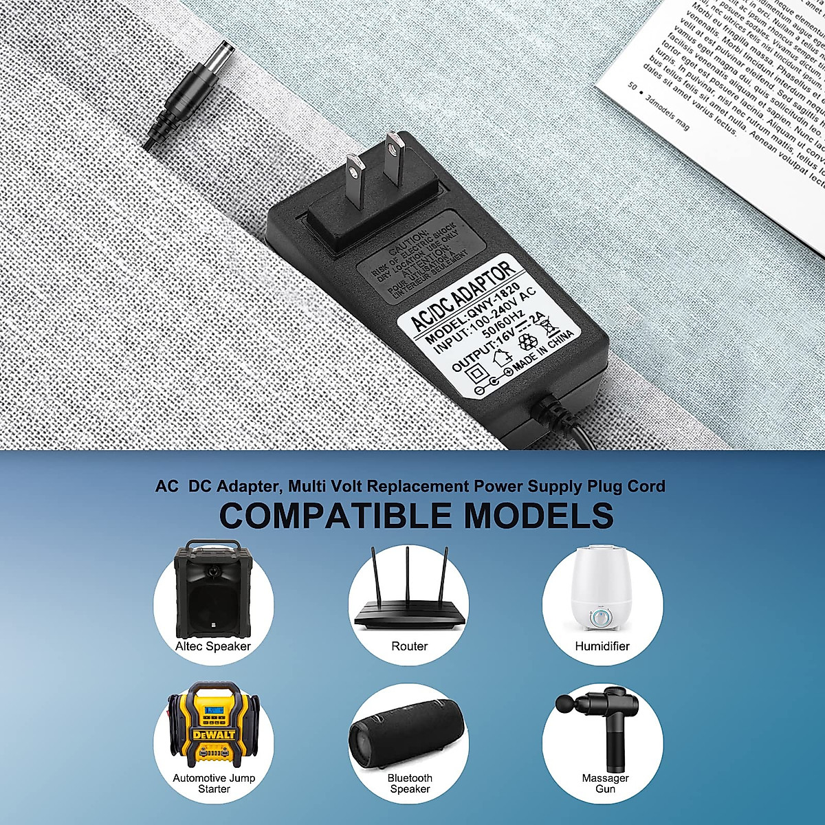 16V 2A AC DC Power Supply Adapter Charger Compatible for Altec Lansing IMW888 IMW888s IMW645 IMW778 IMT804N Big Super LifeJacket Wireless Waterproof Bluetooth Speaker Power Cord Supply