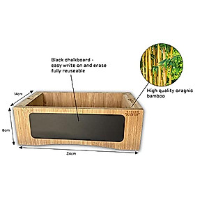 RaekerNow Organic Bamboo Double Solo Cup Holder with Marker Slot, Chalkboard and chalks for Disposable Cups, Party Organizer (Marker and Cups not Included)