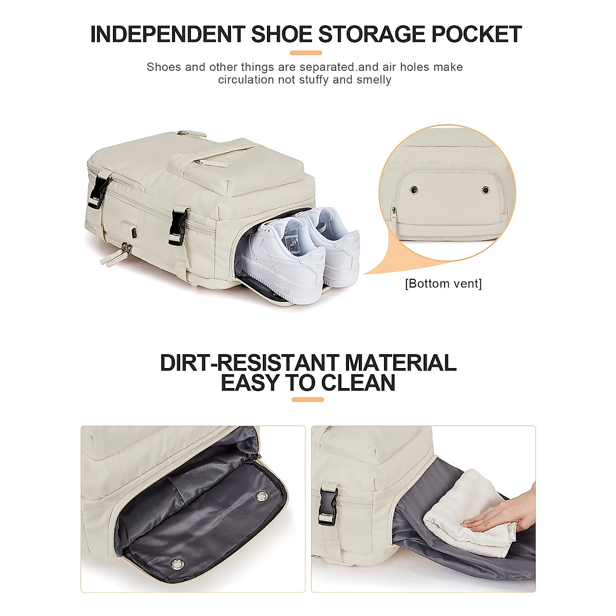 winspansy Carry on Backpack,Travel Backpack for Women Men Airline Approved Personal Item Size Hiking Gym Backpack Weekender Casual Daypack Backpack Bag with Shoe Compartment, Taro Purple