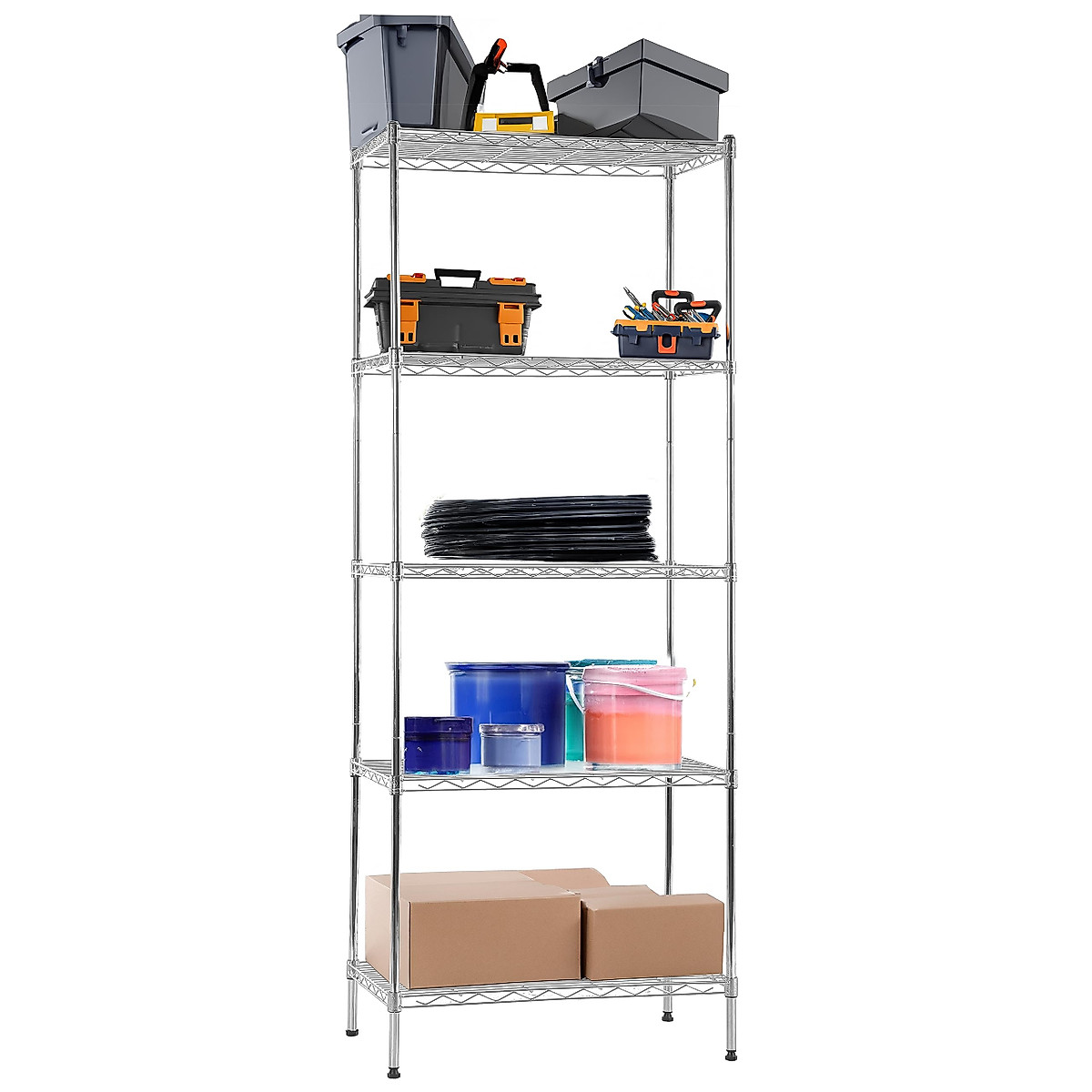 5-Tier Metal Shelves for Storage Wire Shelf Storage Shelves Shelving Unit NSF-Certified,Garage Storage Shelf Metal Shelf Rack Storage Rack Wire Shelving Rack for Restaurant Pantry Kitchen,Chorme