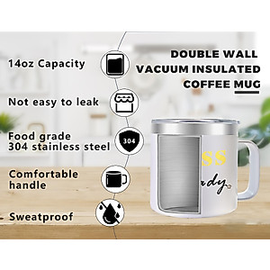 EchoMaven Bosses Day Gifts for Her, Boss Lady Gifts, Boss Lady Appreciation Gifts, Boss Lady Stainless Steel Coffee Mug with Lid Straw, Birthday Christmas Gifts for Boss Lady Women, Black