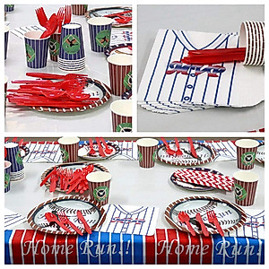 Baseball Party Supplies Sports Tableware Party Pack for Baseball Themed Birthday Party Including Plates, Cups, Napkins, Spoons, Knives, Forks, Tablecloth, Banner Serves 20
