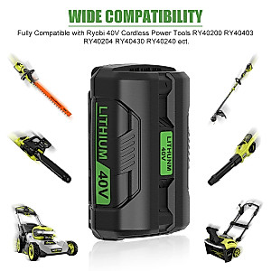 Bakipante 2Pack 40V 6.5Ah Battery Replacement for Ryobi 40V Lithium Battery OP4040 OP4050A OP4060 OP4015 OP4026 OP4030 Compatible with Ryobi 40 Volt Cordless Power Tools