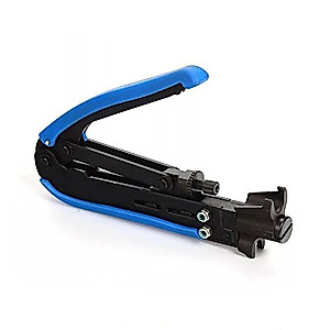 Gaobige Coaxial Compression Tool Coax Cable Crimper Kit Adjustable rg6 rg59 rg11 75-5 75-7 Coaxial Cable Stripper with 10pcs F Compression Connectors - Blue