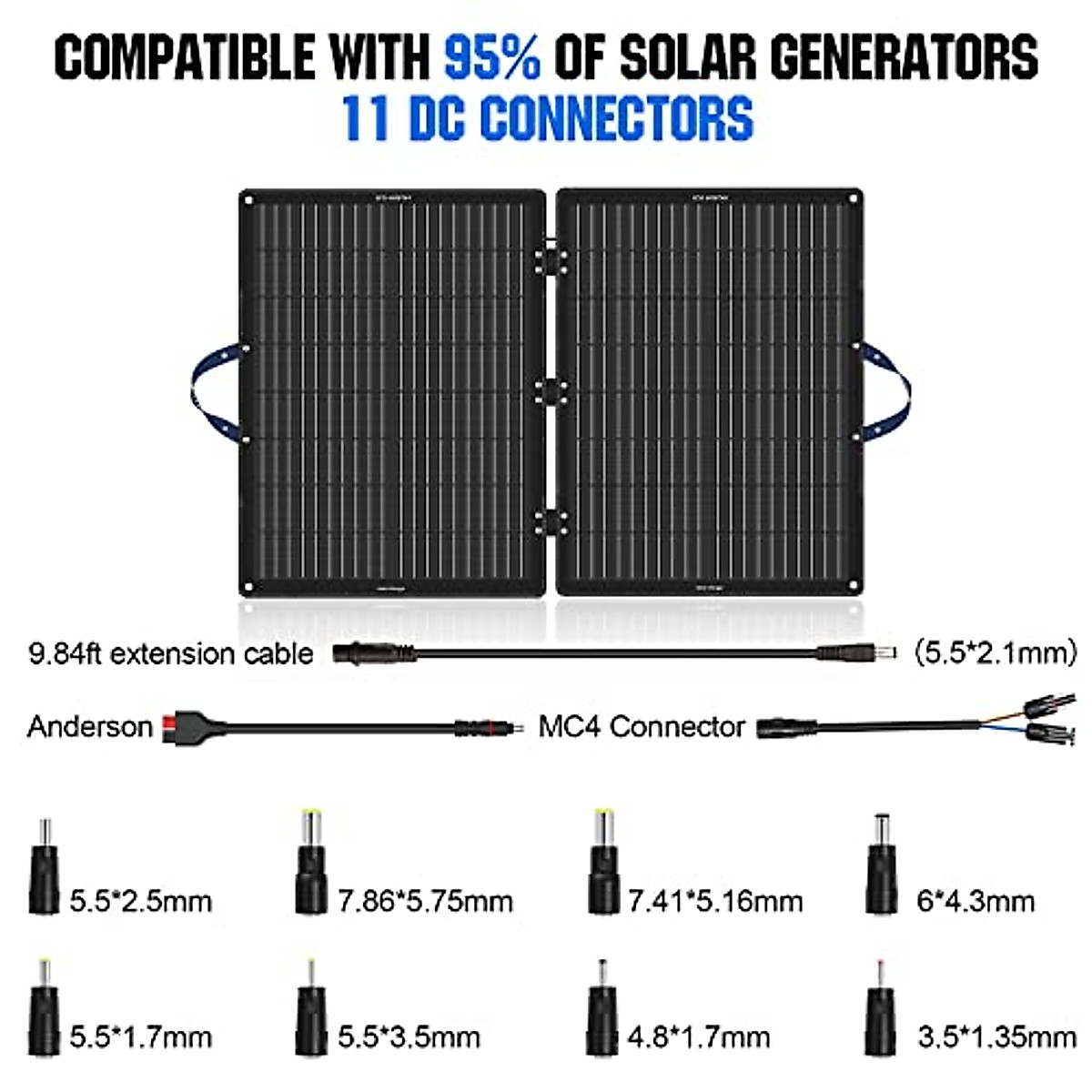 ECO-WORTHY 120W Foldable Solar Panel for Jackery Explorer/Flashfish/BALDR/Goal Zero Portable Generator Power Station, with 20A Charge Controller to Charge 12V Battery