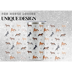 Onebttl Horse Gifts for Horse Lovers, Insulated Stainless Steel Tumbler with Lids and Straws, Western Gifts for Equestrian Girls, Women on Birthday, Christmas, 20 oz, Glitter Silver