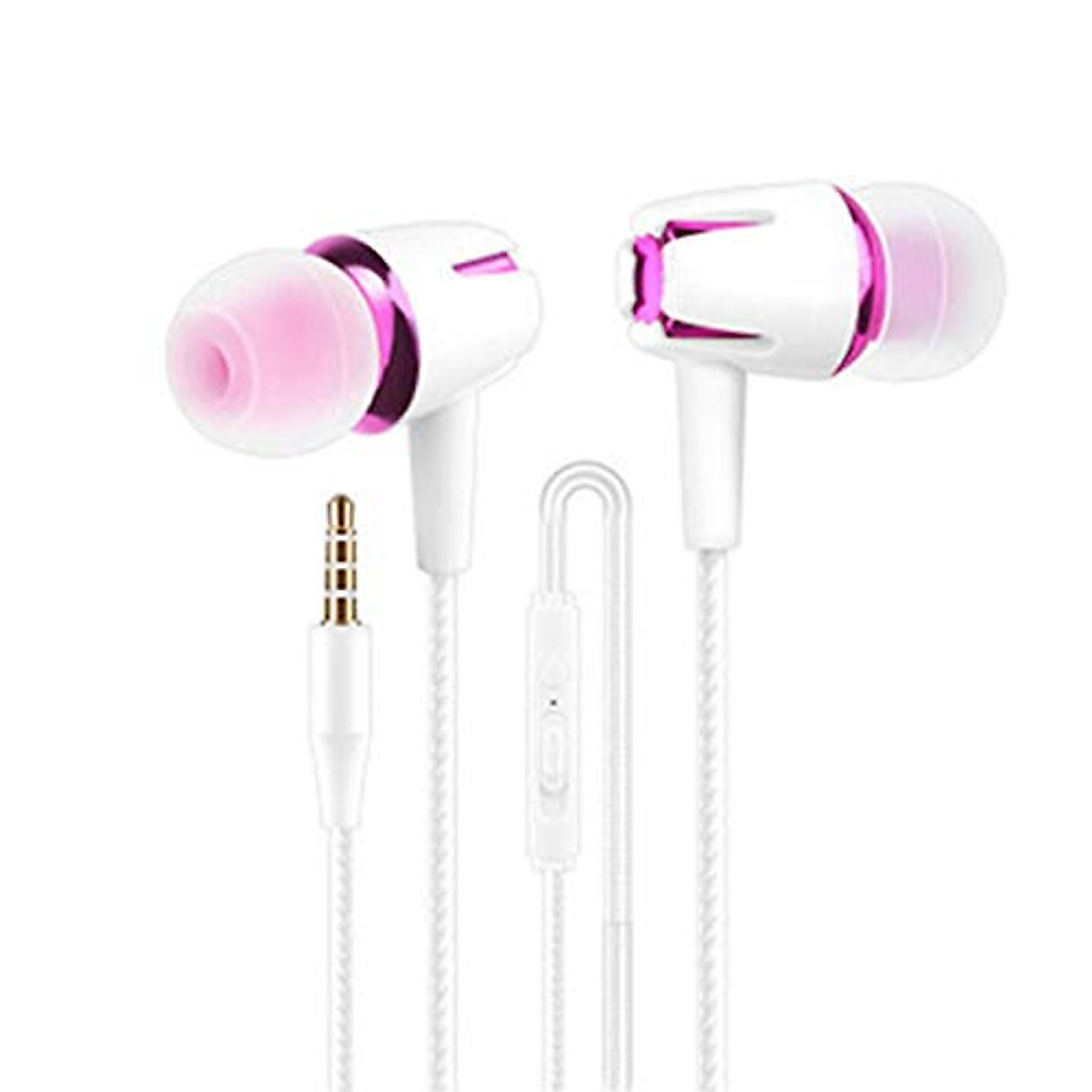 LUYANhapy9 Fashion Wired Headset，1Set Stereo Earphone In-ear Heavy Bass Built-in Microphone Noise Isolating Compatible with Smartphones,iPod,iPad, MP3 Players,Fits All 3.5mm Interface Pink One Size
