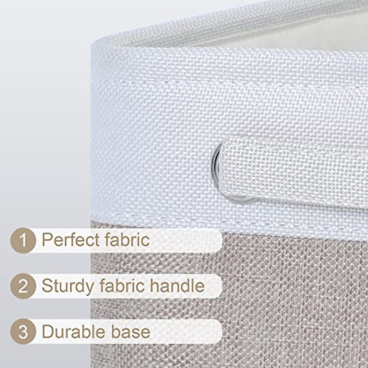 Araierd Storage Baskets for Organizing, Fabric Closet Baskets,Foldable Decorative Baskets for Organizing(15" x 11" x 9.5" -Pack of 4)(White & Khaki)