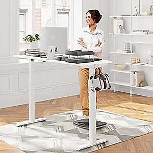 Meilocar Height Adjustable Electric Standing Desk, Sit Stand Computer Desk with Memory Controller, Home Office Workstation Stand up Desk with Splice Board, 48" x 24" Tabletop (White Top + White Frame)