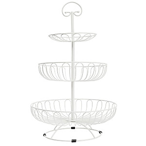 Juvale Large White Fruit Basket for Kitchen Counter, Metal 3 Tiered Fruit Stand for Countertop, Fresh Produce, Fruits and Vegetables, Organization, Storage Rack (18 In)