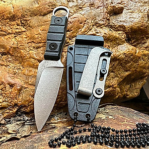 WILD TACTICAL Fixed Blade Survival Knife,Slivery Blade Full Tang w/Hardness Kydex Sheath, and Necklace easy Carry, Good for Camping Hiking Knife, Fishing Hunting edc MIN Knife