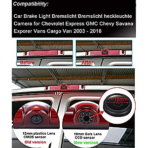 Navinio Super HD 1280*720 Pixels Car Third Roof Top Mount Brake Lamp Camera Brake Light Rear View Backup Camera for Chevrolet Express GMC Savana Vans Exporer Vans Cargo Reverse Parking Camera