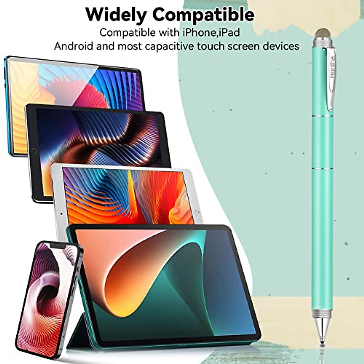 Universal Stylus Pens, Honiha High Precise Disc Stylus Pens for Touch Screens 4 in 1 Touch Screen Pen Capacitive Stylus Compatible with iPad, iPhone, Samsung, Android, Microsoft Tablets- Green