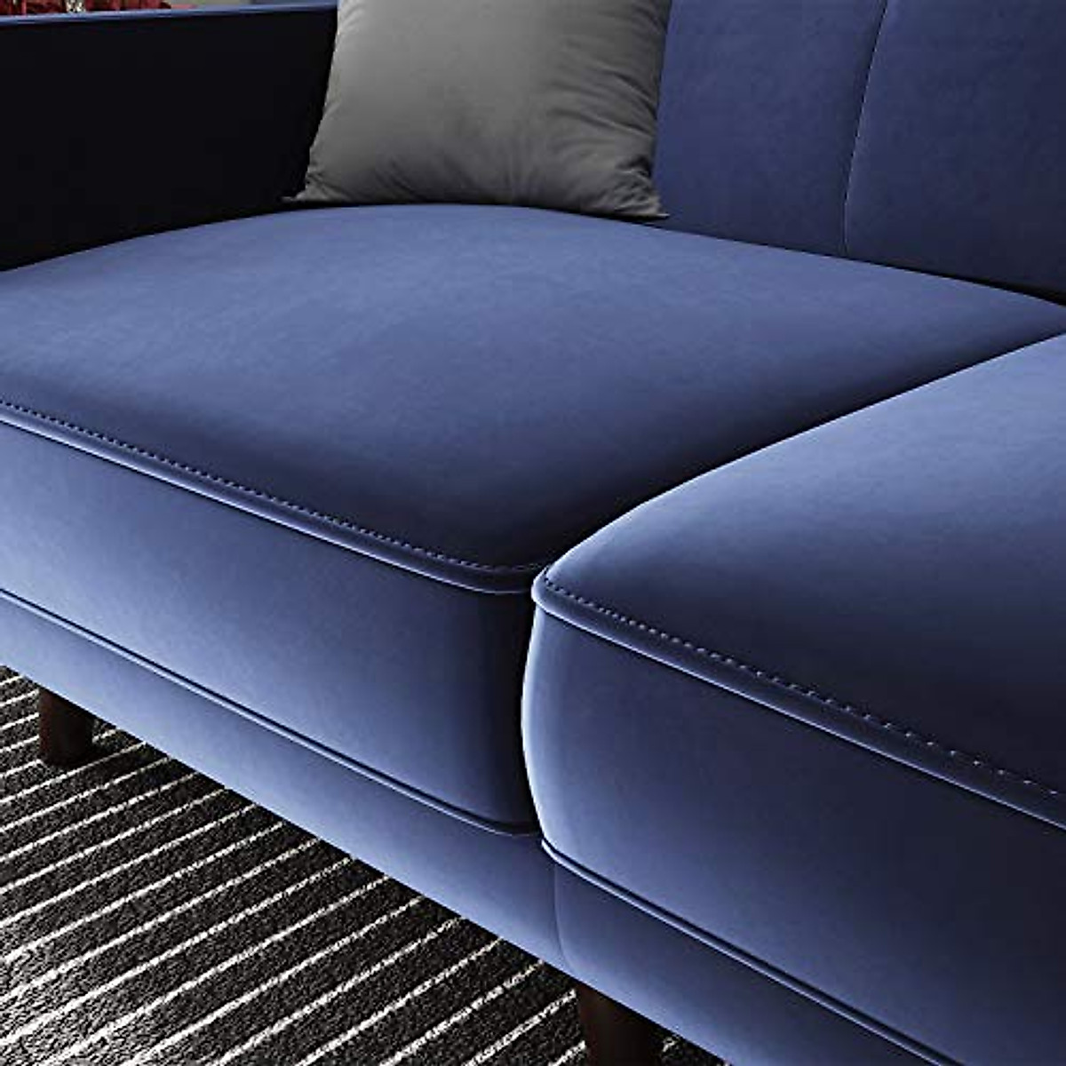 HONBAY Upholstered Loveseat Blue Velvet 2 Seater Sofa Loveseat with Tufted Back, Living Room, Apartment, Office, 62.2''