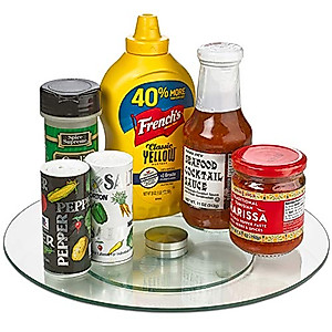12 Inch Round Lazy Susan Turntable, Tempered Glass Rotating Tray, Serving Plate/Dining Table Top/Spices storage holder (Clear)