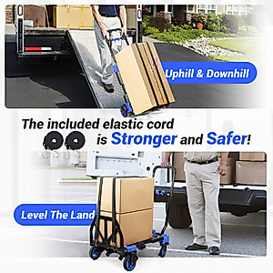 VEHIDEA Folding Hand Truck with Wheels, 330LB Heavy Duty Collapsible Hand Truck Folding Dolly Cart with 4 Wheels Retractable Handle, Convertible Folding Hand Cart for Moving, Travel, Shopping, Blue