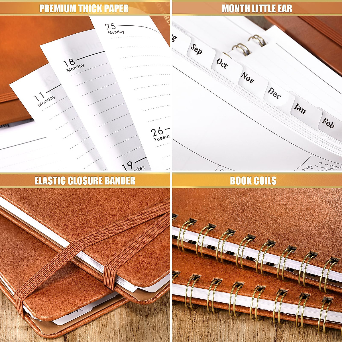 2023 Planner - Weekly & Monthly Planner 2023 from January - December 2023, 6.3" x 8.4", Monthly Tabs, Smooth Faux Leather & Flexible Hardcover with Twin-wire Binding, Brown, Perfect Life Assistant