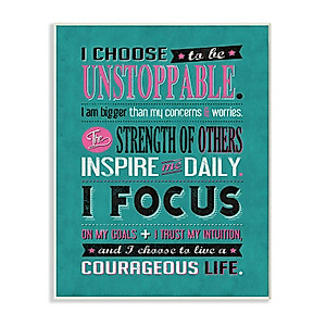 Stupell Industries I I Choose Unstoppable Vintage Inspirational Word Design Wall Plaque, Multi-Color