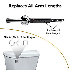 Korky Toilet Repair 6054BP StrongARM Tank Lever Universal to Fit Front Angled Side Left and Right Mount Toilets, Chrome, Simple Style