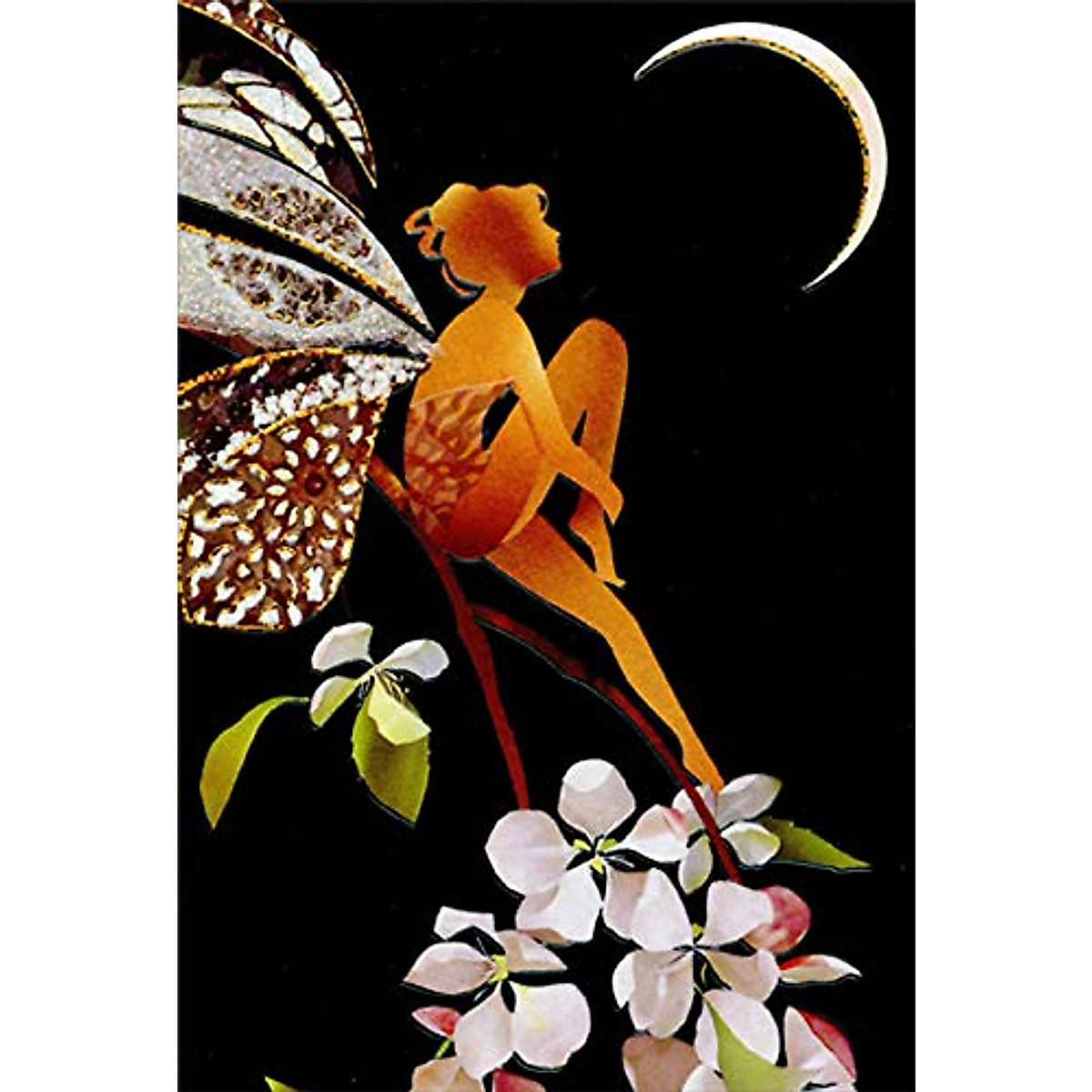 Enchanted Wings Fairy on Black Enchanted Wings Feminine Birthday Card for Her/Woman
