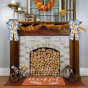 Estivaux 2 Rolls Alpine Cattle Ribbons for Crafting, Baby Shower Wired Edge Ribbon Blue Buffalo Plaid Ribbon Bow Country Rustic Calf Burlap Ribbon for Gift Wrapping Decorations