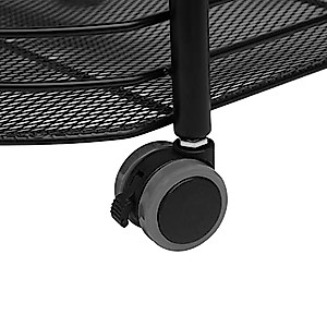 YETINGSHOP 4-Tier Metal Utility Rolling Cart, Mobile Utility Cart with Lockable Caster Wheels, Storage Shelves Organizer Cart, Easy Assembly,for Bathroom, Kitchen, Office, Workshop,Black