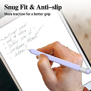 JOOSKO Classic Silicone Pencil Case Compatible with Apple Pencil 1st Generation Case Cover Sleeve,[with 5 Cloth Fiber Silicone Tip Cover],Non-Slip (Lavender)