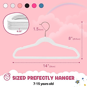 HOUSE DAY Velvet Kids Hangers 60 Pack, Premium Childrens Hangers for Closet, Ultra Thin Cute Hangers Kids Clothes Hanger, Non Slip Kids Felt Hangers 14 Inch, Small Hangers for Kids Clothes, White