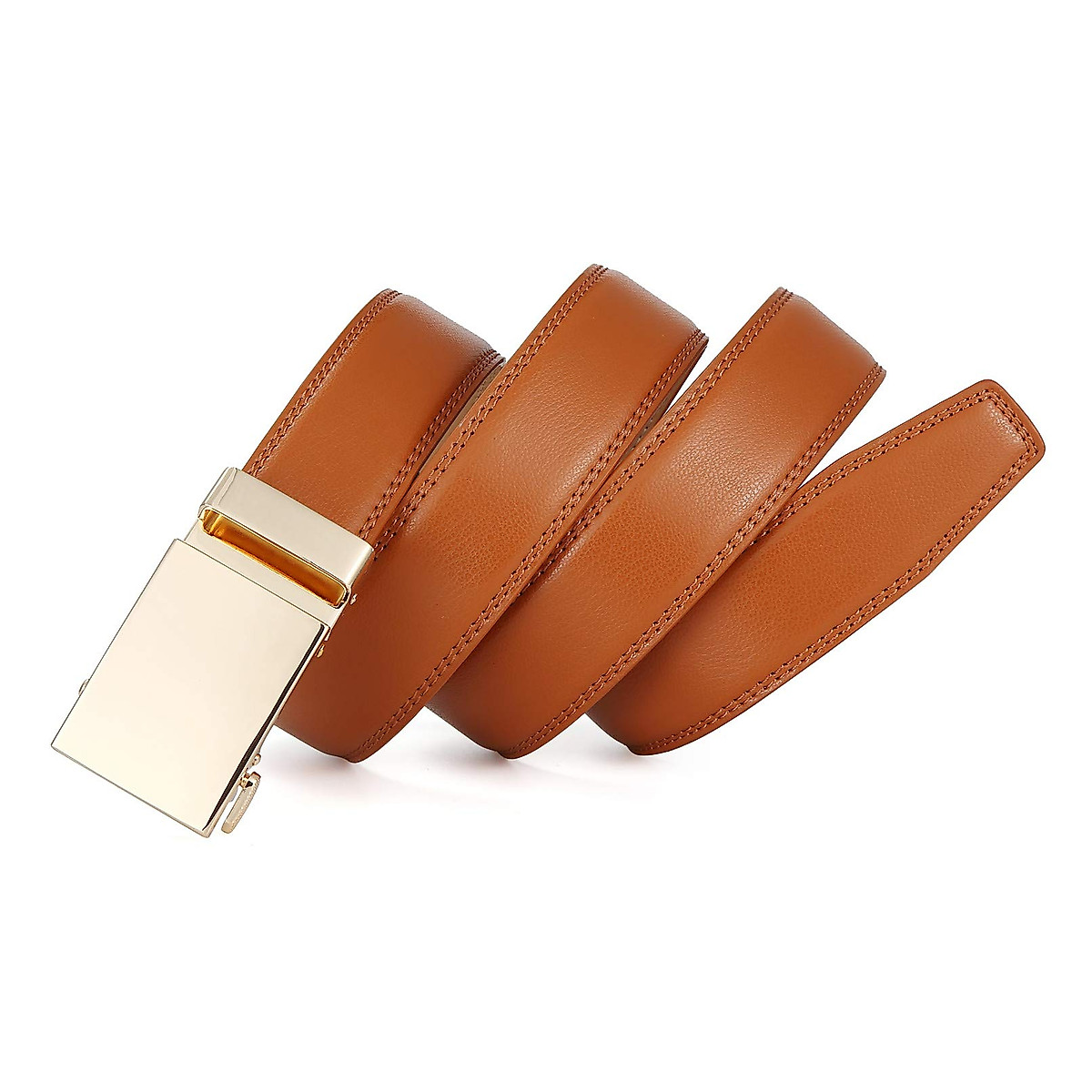 guvoosm Men's Belt Ratchet Leather Dress Suit Casual Jeans Belts -Trim to fit-35cm wide-505-TAN-110