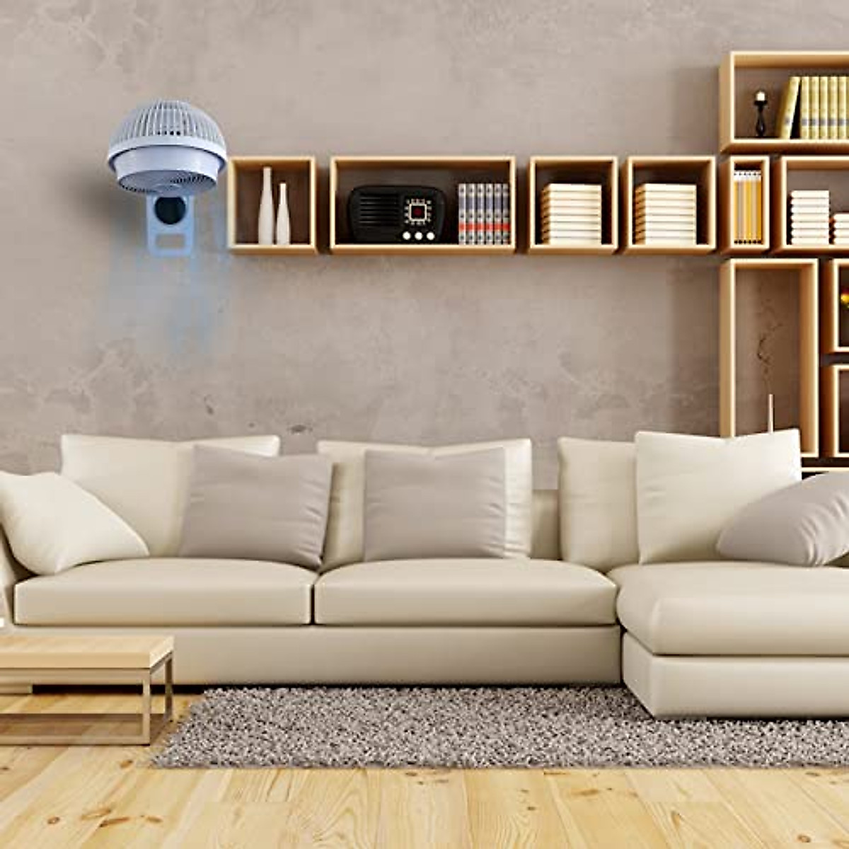 Heal Smart 7 inch Wall Mount Fan, 3 Speeds & 3 Modes, 15 Hours Timer, 60° Oscillating Circulating Fan, with Remote Control, Air Circulation Fan for Indoor Use, White