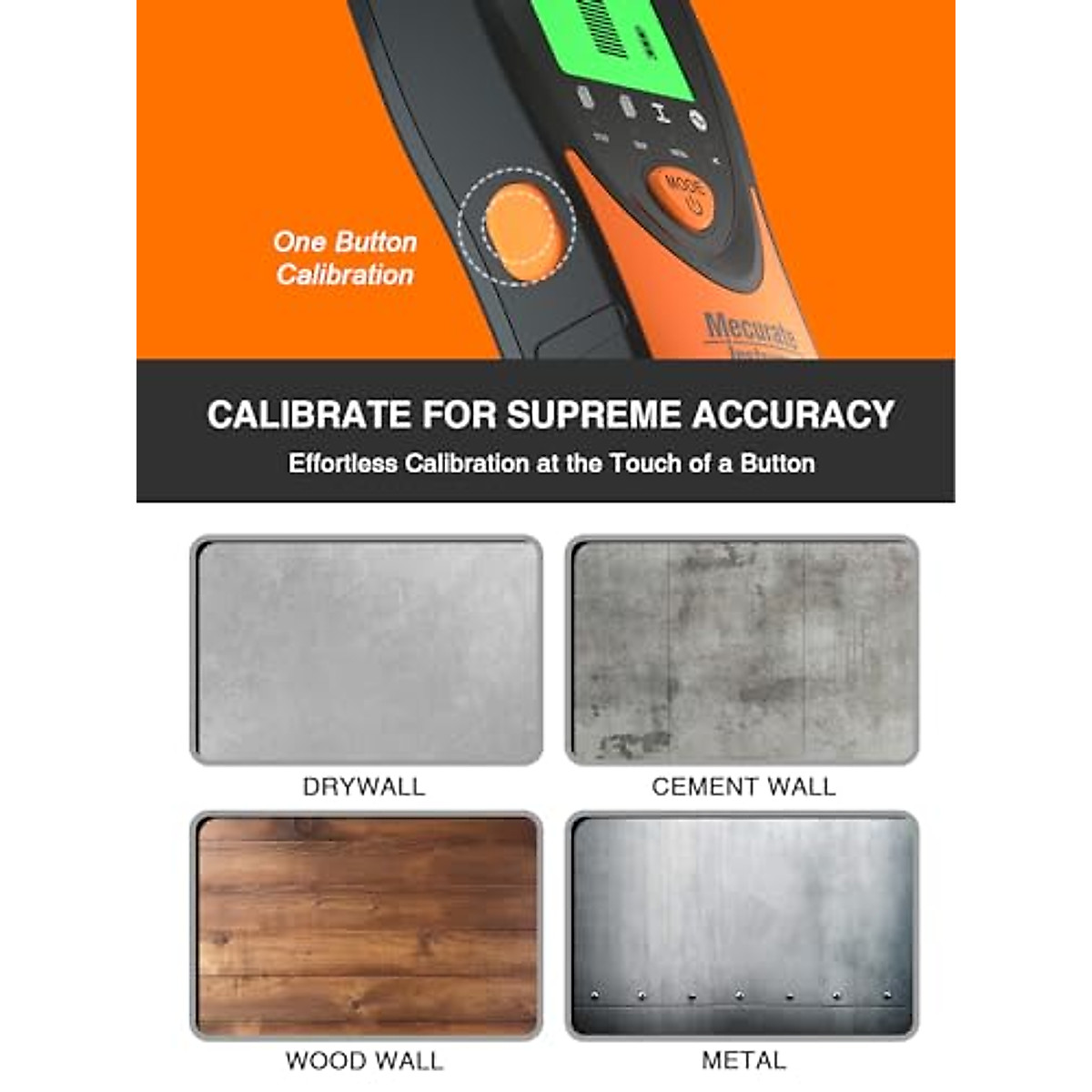 Mecurate Stud Finder Wall Scanner Sensor - 5 in 1 Electronic Stud with LCD Display & Audio Alarm for Wood AC Live Wire Metal Studs Detection Joist Pipe