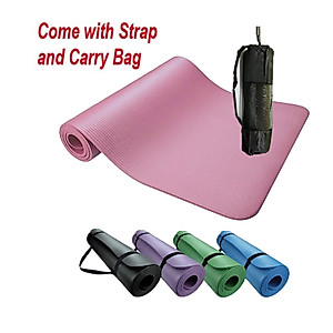 Yoga Mat with Bag and Strap Premium Slip Resistant Exercise Mat, 10mm thick, 72 x 24 inches, Perfect for Yoga, Pilates, Stretching, Floor exercise and Toning workouts (Black)